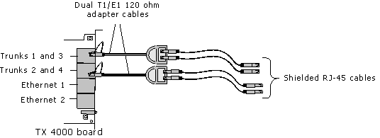 Dialogic® TX 4000 PCI SS7 Network Interface Board Installation Manual (64-0429-01): Connecting ...